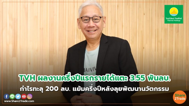TVH ผลงานครึ่งปีแรกรายได้แตะ 3.55 พันลบ. กำไรทะลุ 200 ลบ. แย้มครึ่งปีหลังลุยพัฒนานวัตกรรม ...